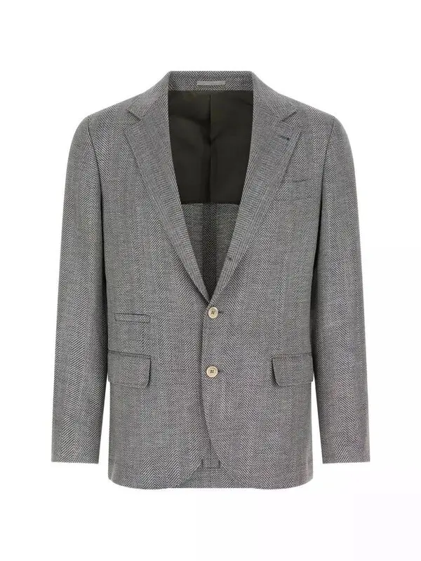 Brunello Cucinelli Wool, Alpaca And Silk Chevron Deconstructed Blazer