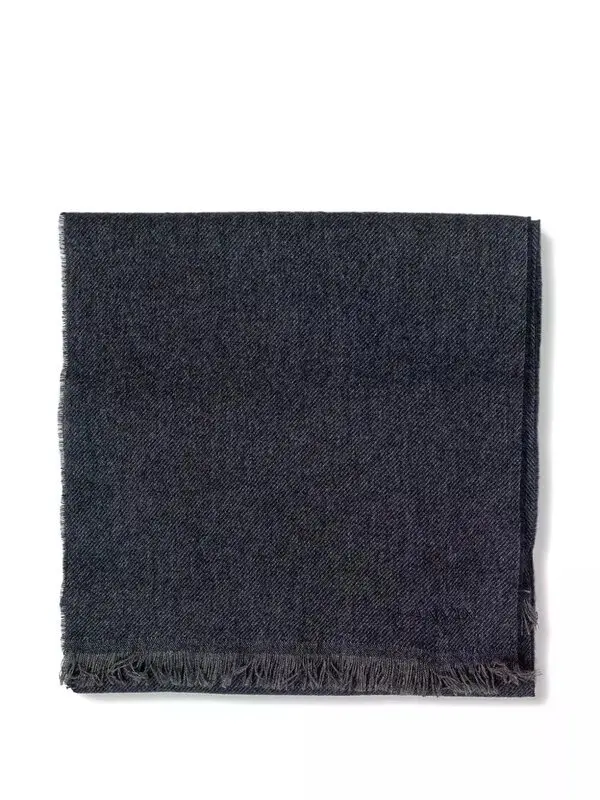 LANVIN Logo-embroidered Frayed Scarf