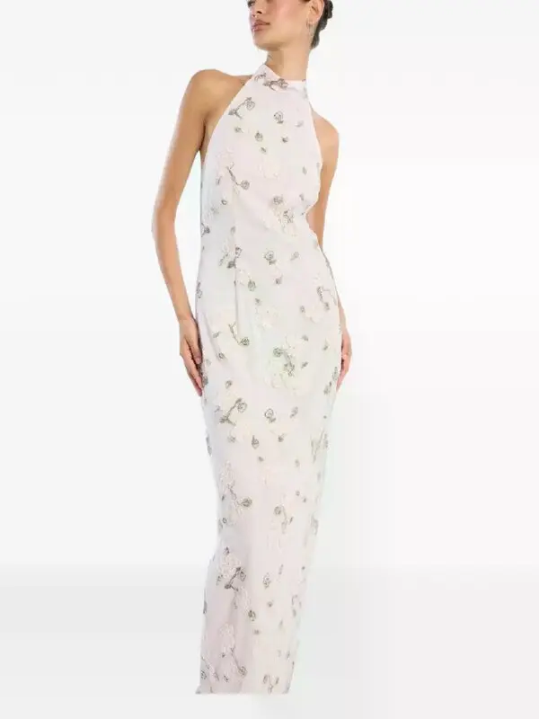 ROTATE BY BIRGER CHRISTENSEN Flower Beads Maxi Dress Light