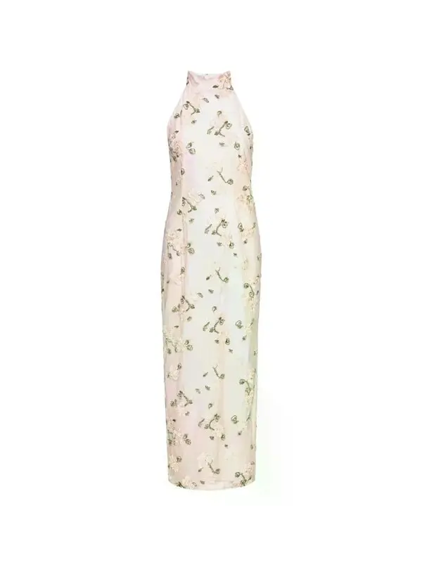 ROTATE BY BIRGER CHRISTENSEN Flower Beads Maxi Dress Light - Pink