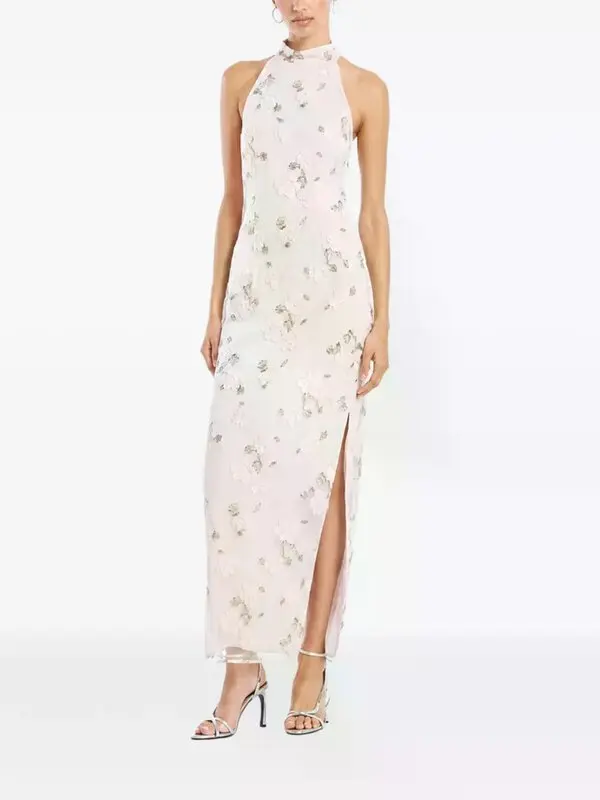 ROTATE BY BIRGER CHRISTENSEN Flower Beads Maxi Dress Light - Pink