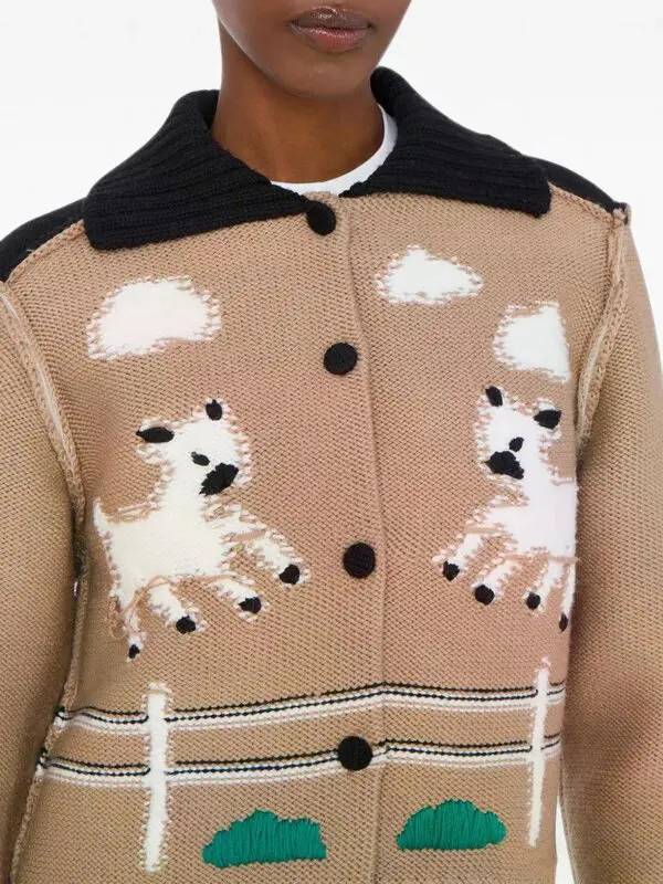 Moschino Lamb-intarsia Wool Cardigan
