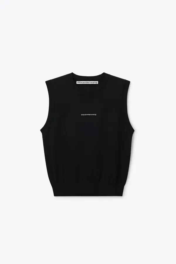 Alexander Wang Crystal Hotfix Logo Tank - Black