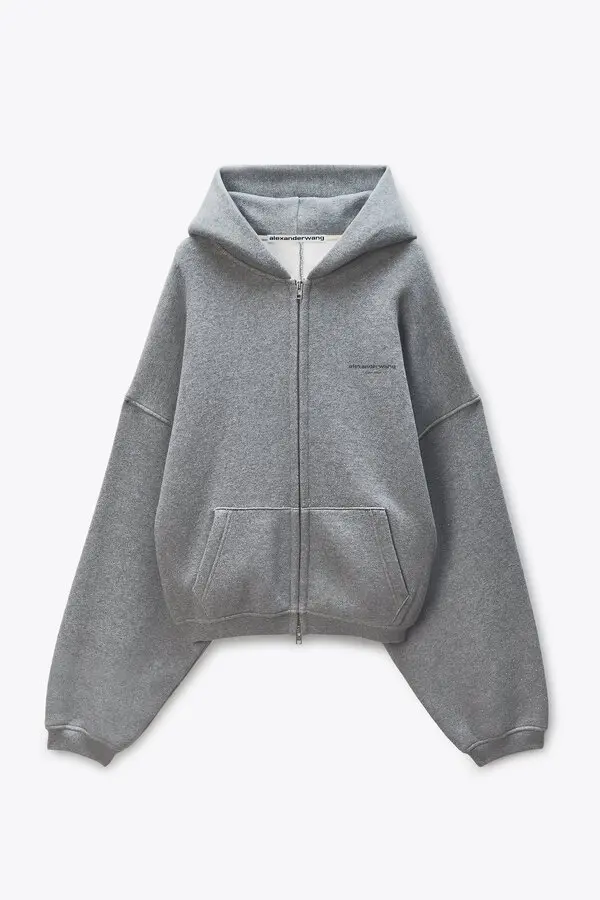 Alexander Wang Crystal Hotfix Zip-up Hoodie - Sidewalk