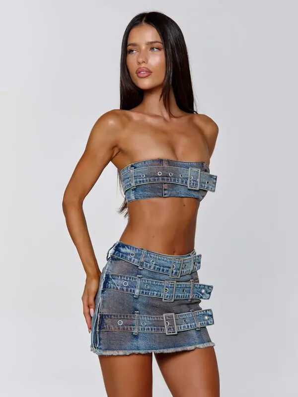 OUTCAST Jacinta Mini Skirt Denim