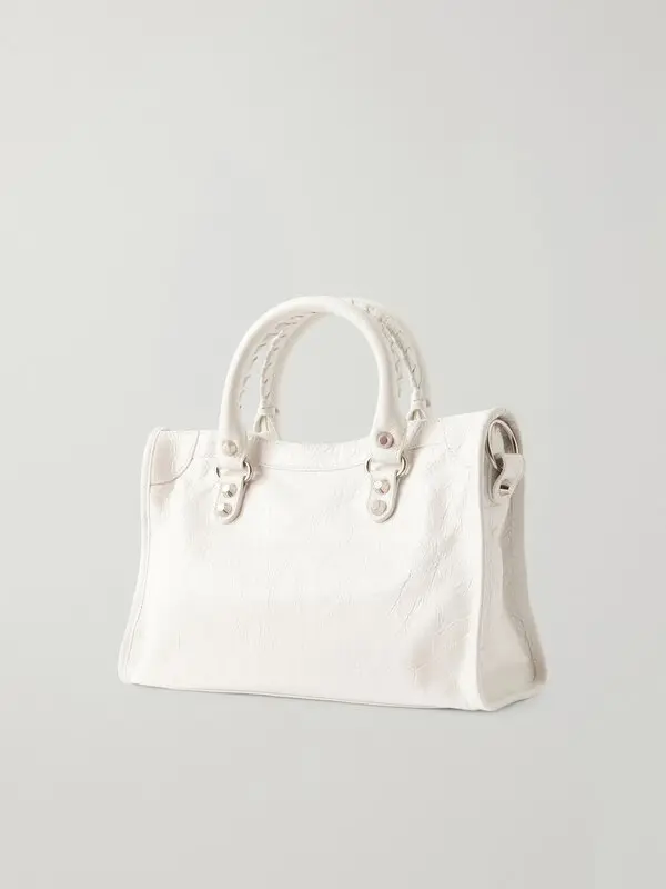 Balenciaga Le City Small Embellished Textured-leather Tote - White