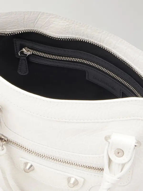 Balenciaga Le City Small Embellished Textured-leather Tote - White