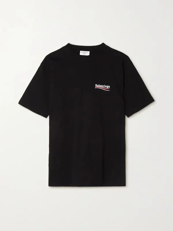 Balenciaga Oversized Embroidered Cotton-jersey T-shirt