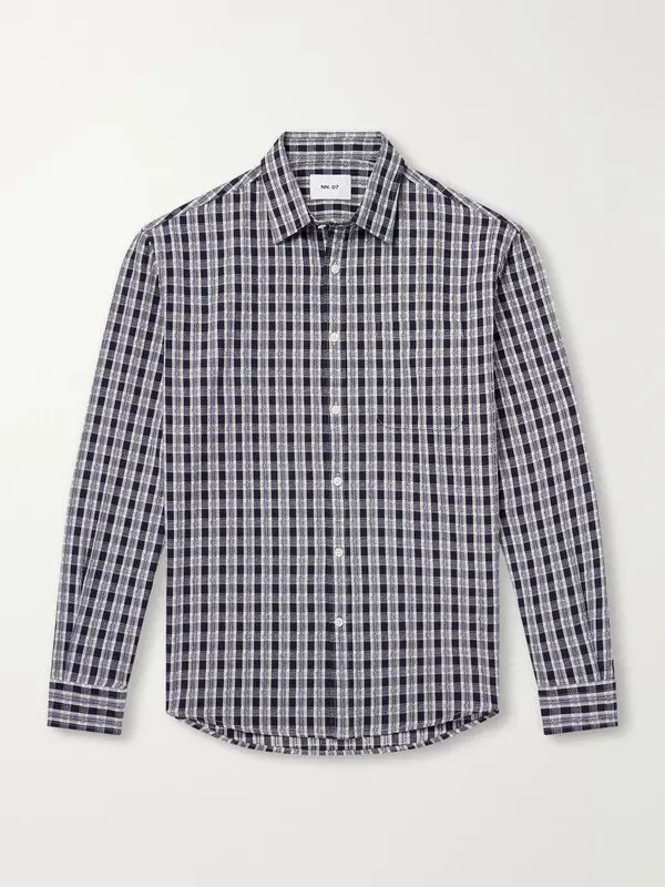 Nn07 Deon 50007 Checked Mouliné Woven Organic Cotton Shirt