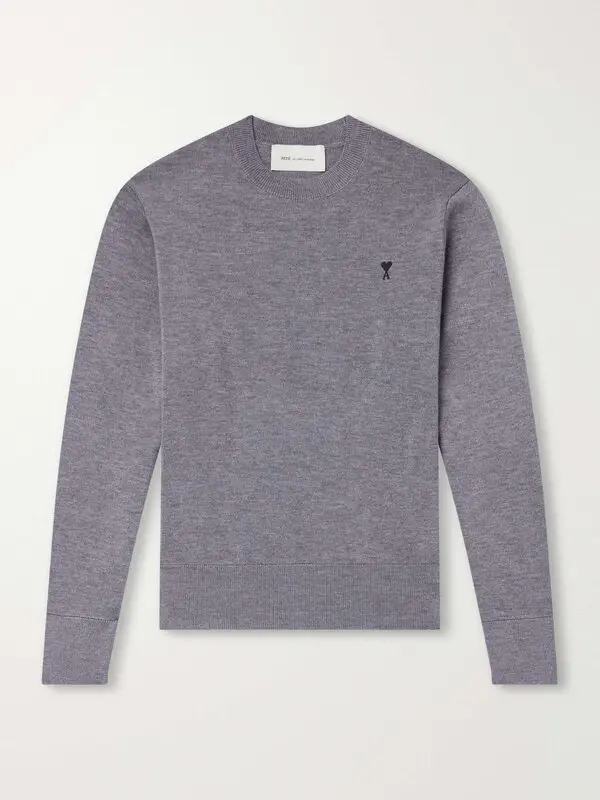 AMI Paris Adc Logo-embroidered Merino Wool Sweater