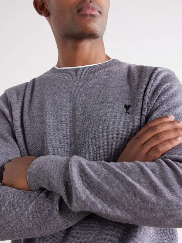 AMI Paris Adc Logo-embroidered Merino Wool Sweater