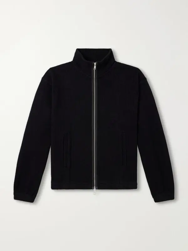 MFPEN Covet Ribbed Cotton-jersey Zip-up Sweatshirt - Black