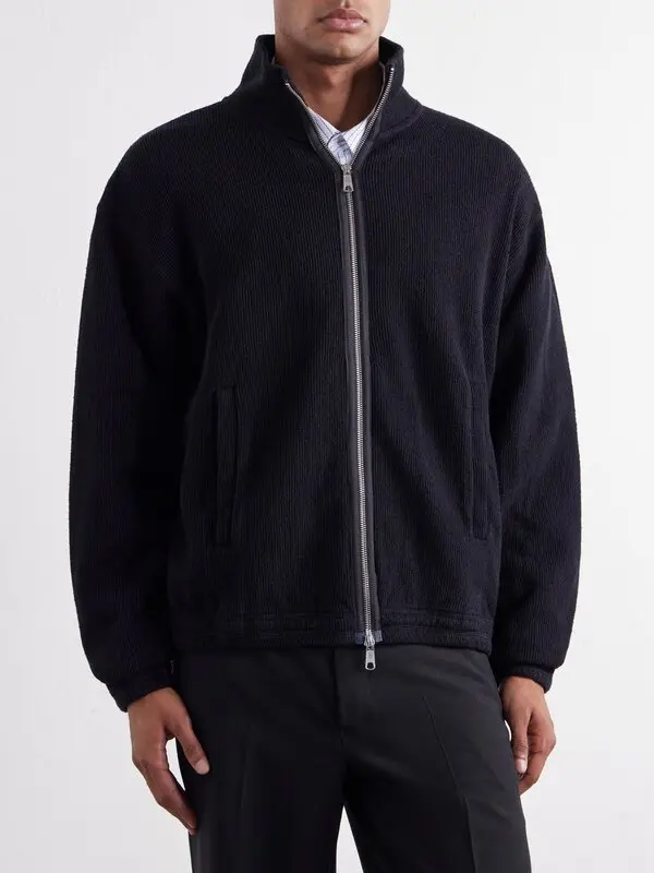MFPEN Covet Ribbed Cotton-jersey Zip-up Sweatshirt - Black
