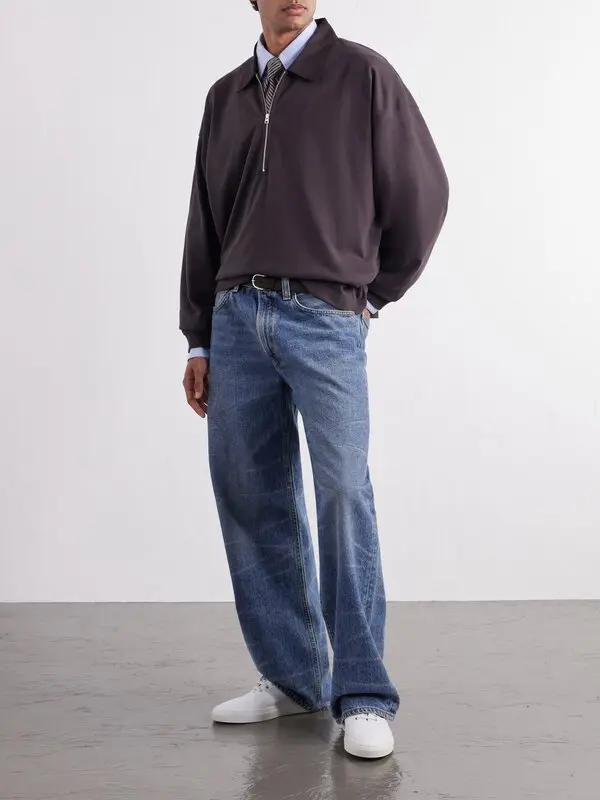 AGOLDE Darius Cotton-jersey Half-zip Polo Shirt - Brown