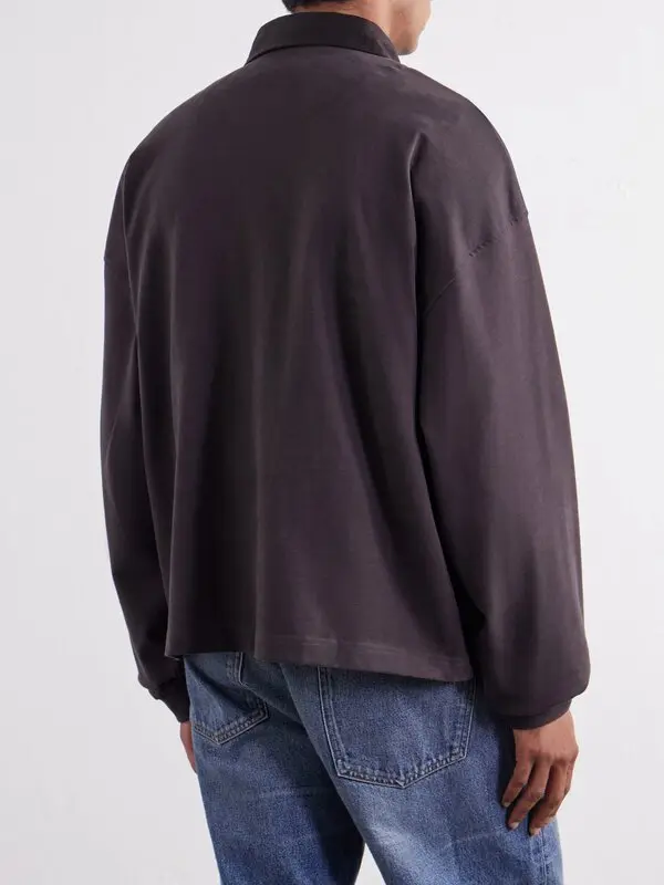 AGOLDE Darius Cotton-jersey Half-zip Polo Shirt - Brown