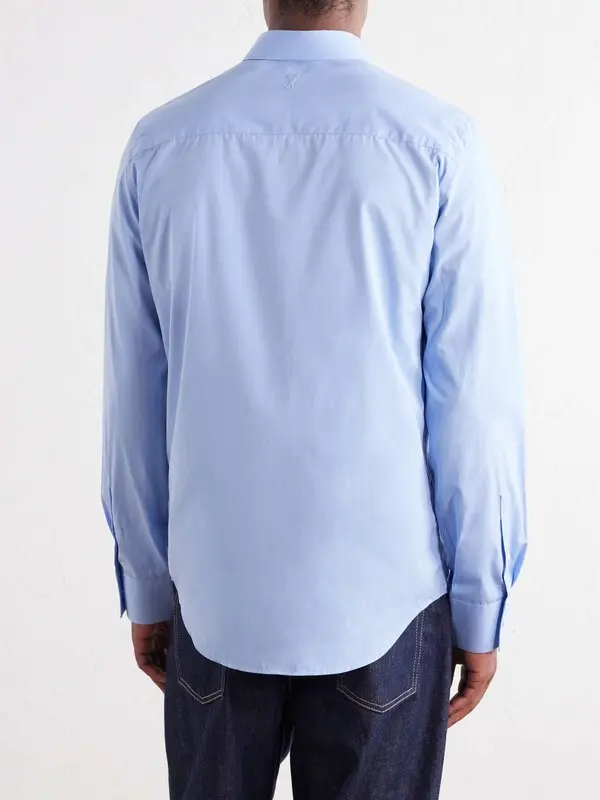 AMI Paris Tailor Logo-embroidered Cotton-poplin Shirt