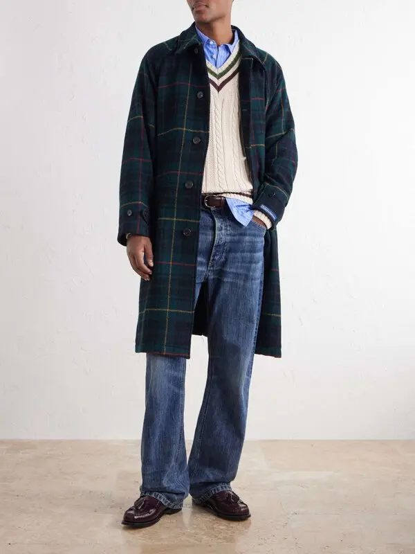 Polo Ralph Lauren Belted Plaid Wool Coat