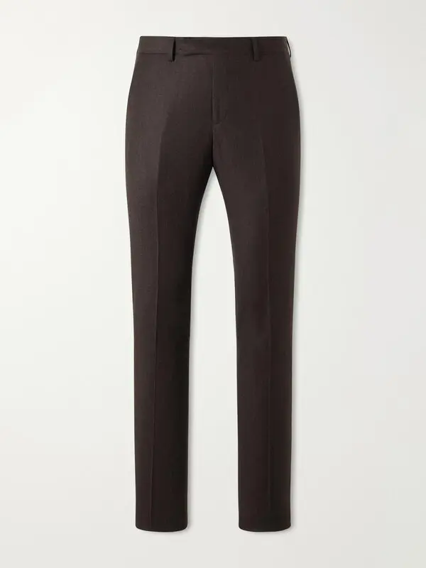 Paul Smith Straight-leg Wool And Cashmere-blend Flannel Trousers - Brown