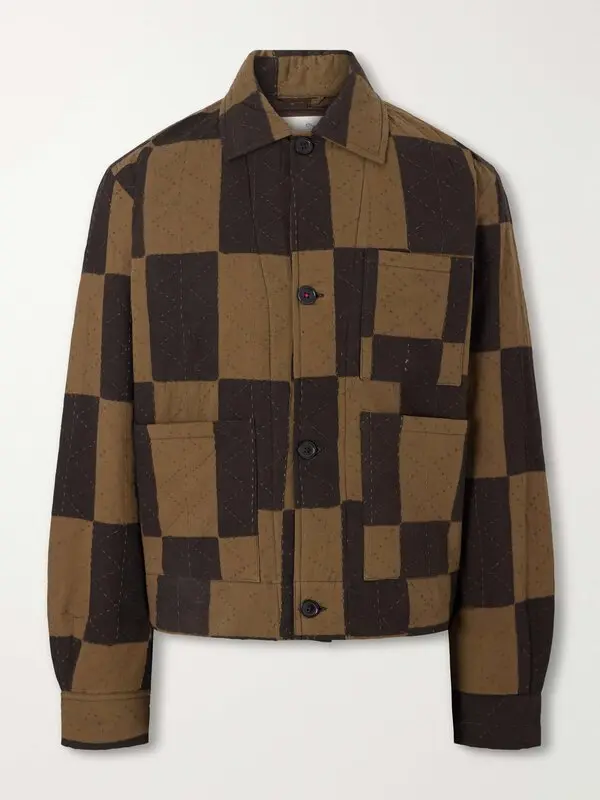 KARDO Bodhi Embroidered Checked Cotton Blouson Jacket