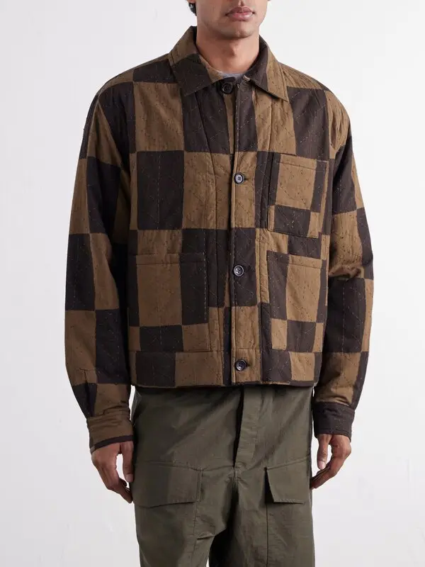 KARDO Bodhi Embroidered Checked Cotton Blouson Jacket