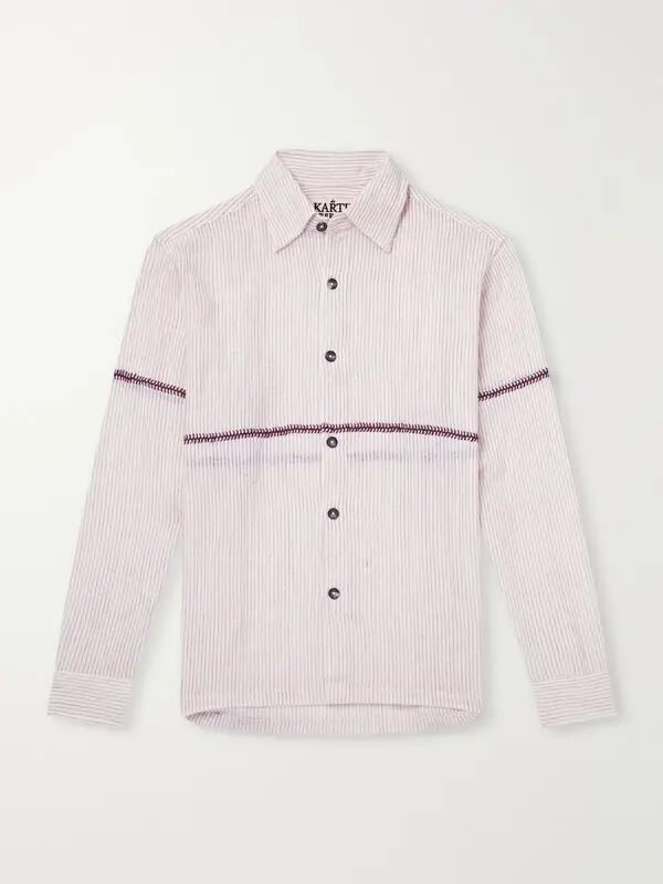 KARTIK RESEARCH Rabari Embroidered Pinstriped Cotton Shirt