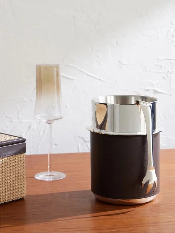 Brunello Cucinelli Leather-trimmed Silver-plated Glacette