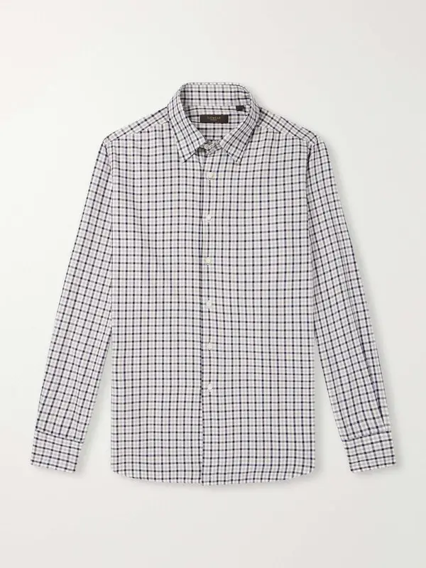 SLOWEAR Glanshirt Button-down Collar Checked Cotton Shirt