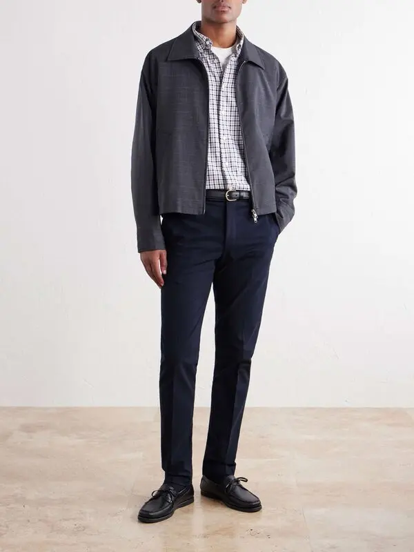 SLOWEAR Glanshirt Button-down Collar Checked Cotton Shirt