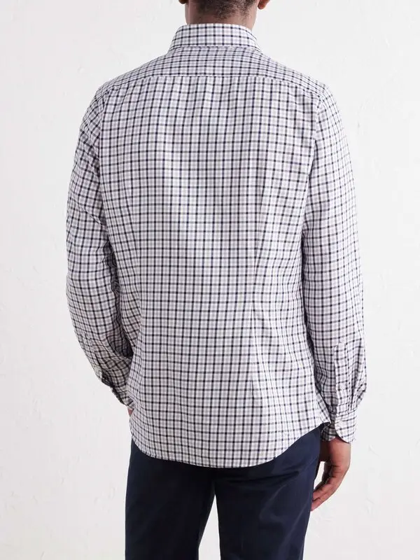 SLOWEAR Glanshirt Button-down Collar Checked Cotton Shirt