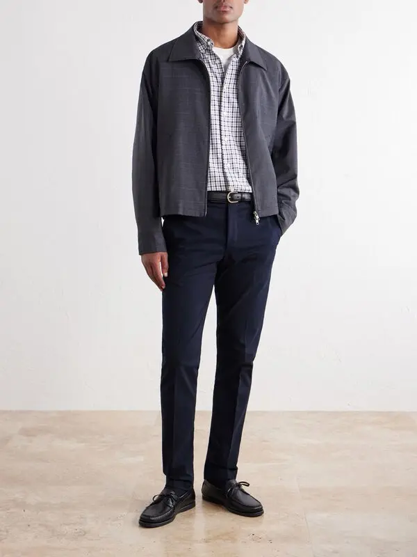 SLOWEAR Glanshirt Button-down Collar Checked Cotton Shirt