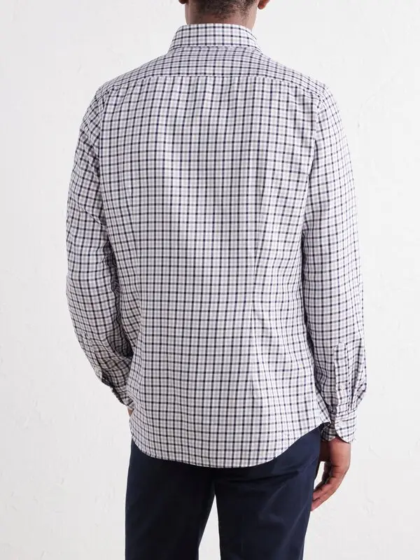 SLOWEAR Glanshirt Button-down Collar Checked Cotton Shirt