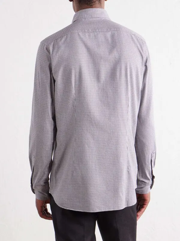 SLOWEAR Glanshirt Button-down Collar Houndstooth Cotton Shirt
