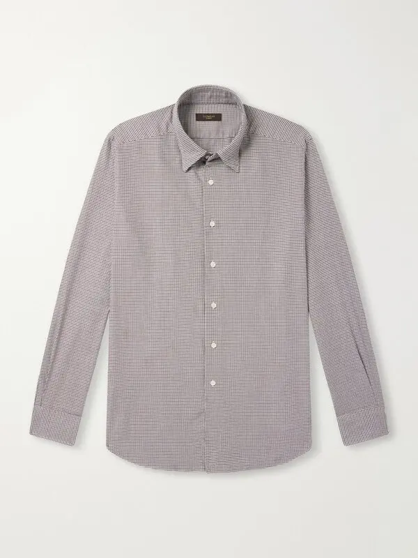SLOWEAR Glanshirt Button-down Collar Houndstooth Cotton Shirt