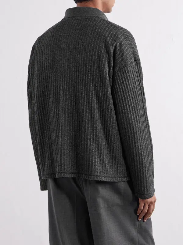MFPEN Rolodex Bouclé Polo Sweatshirt - Gray