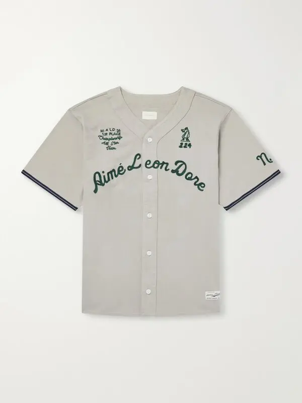 Aimé Leon Dore Logo-embroidered Cotton Shirt - Gray