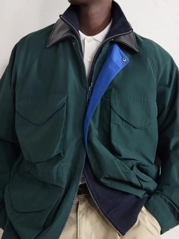Aimé Leon Dore Leather-trimmed Cotton-blend Jacket