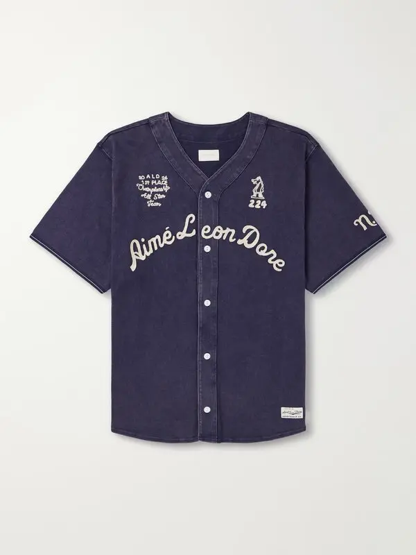 Aimé Leon Dore Logo-embroidered Cotton Shirt - Blue