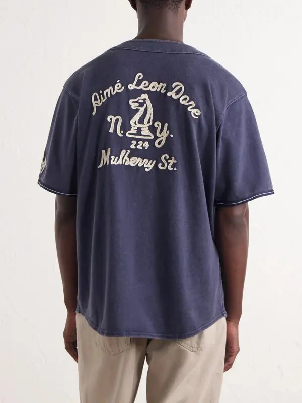 Aimé Leon Dore Logo-embroidered Cotton Shirt - Blue