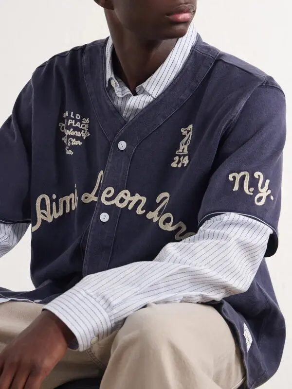 Aimé Leon Dore Logo-embroidered Cotton Shirt - Blue