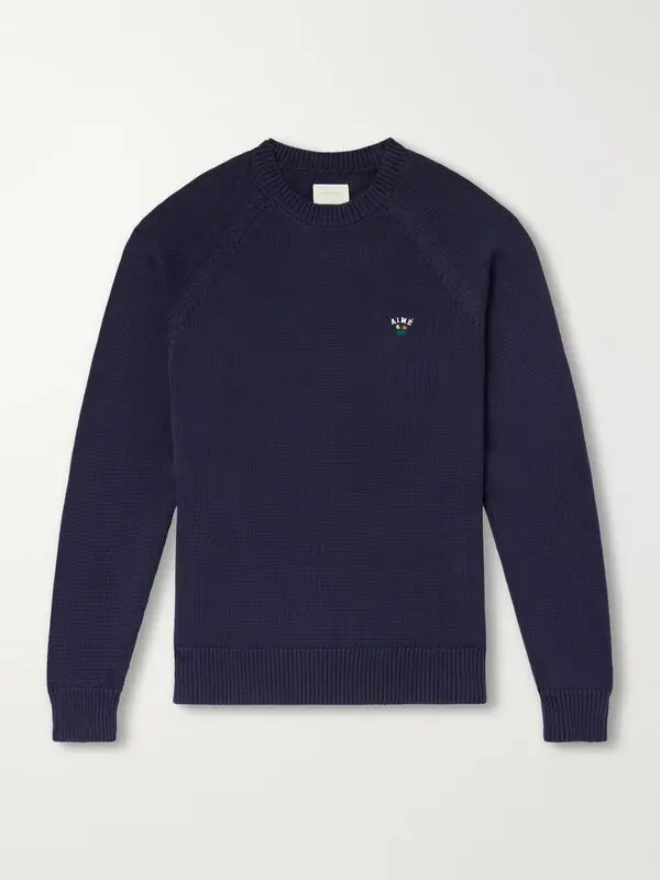 Aimé Leon Dore Logo-embroidered Cotton Sweater - Blue