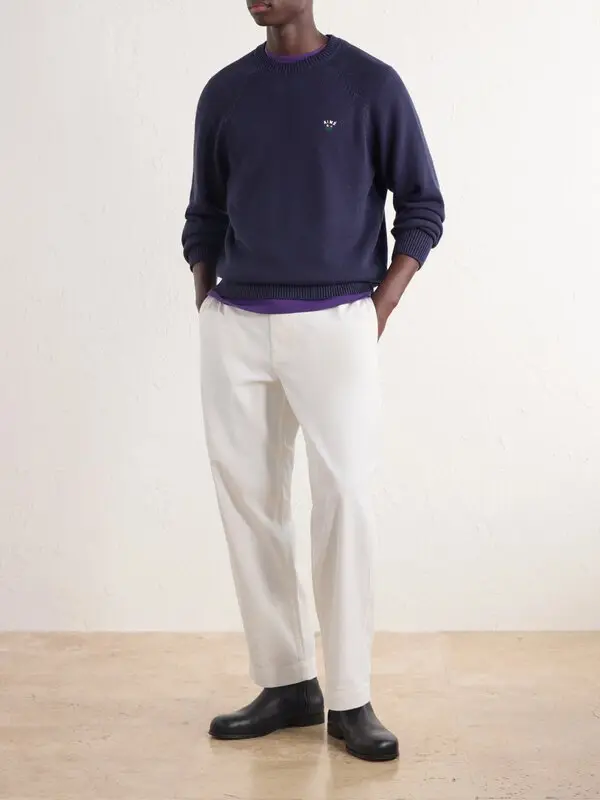 Aimé Leon Dore Logo-embroidered Cotton Sweater - Blue