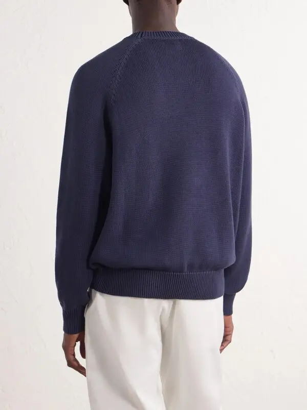 Aimé Leon Dore Logo-embroidered Cotton Sweater - Blue