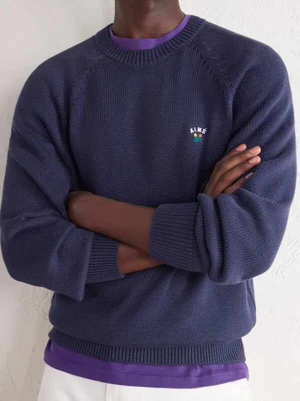 Aimé Leon Dore Logo-embroidered Cotton Sweater - Blue