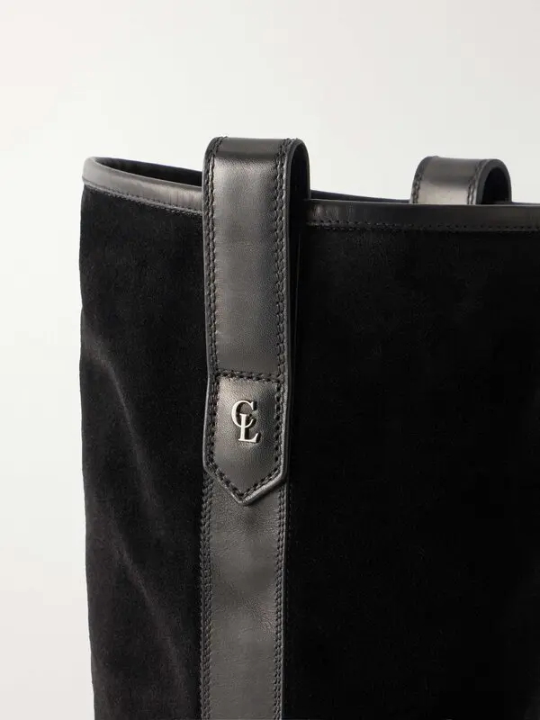 CHRISTIAN LOUBOUTIN Leather-trimmed Suede Biker Boots