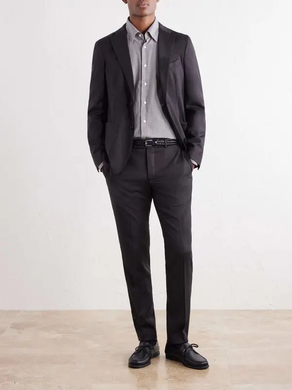 SLOWEAR Incotex Tapered Wool-blend Flannel Trousers
