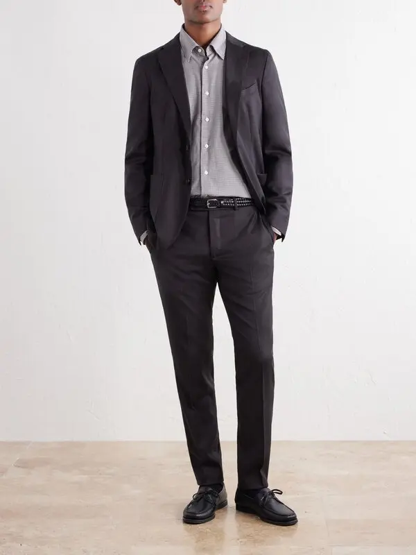 SLOWEAR Incotex Tapered Wool-blend Flannel Trousers