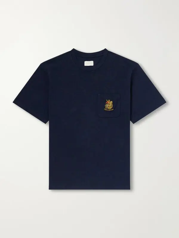 Aimé Leon Dore St. George Logo-embroidered Cotton-jersey T-shirt - Blue