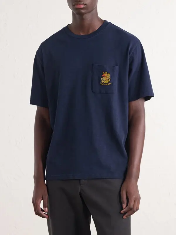 Aimé Leon Dore St. George Logo-embroidered Cotton-jersey T-shirt - Blue