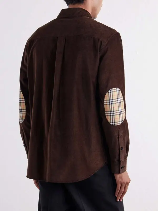 Burberry Logo-embroidered Cotton-corduroy Shirt