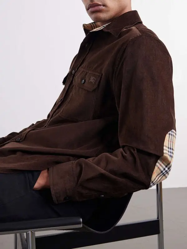 Burberry Logo-embroidered Cotton-corduroy Shirt